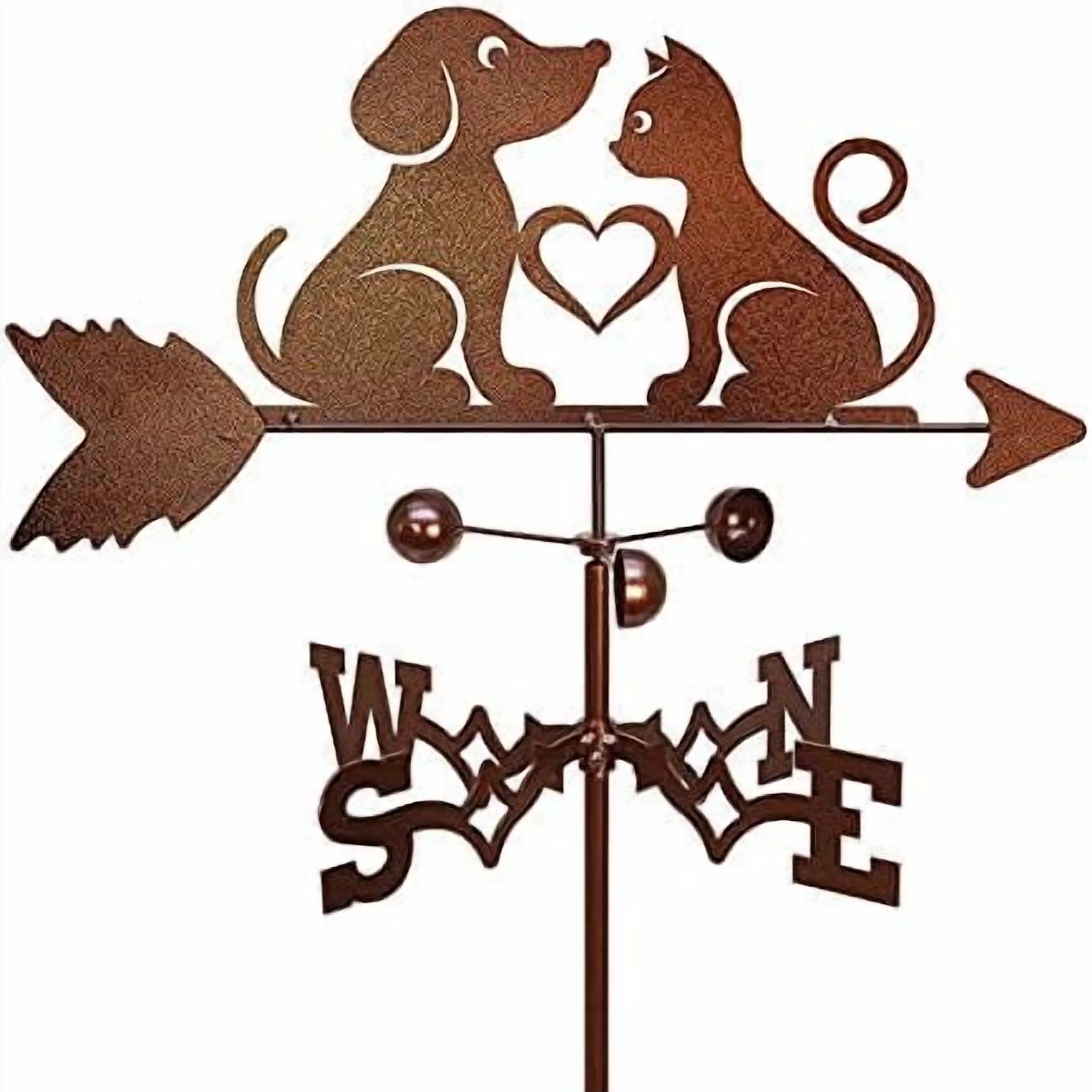 Cat and Dog Weather Vane with Roof Mount Weathervane Stainless Steel ...