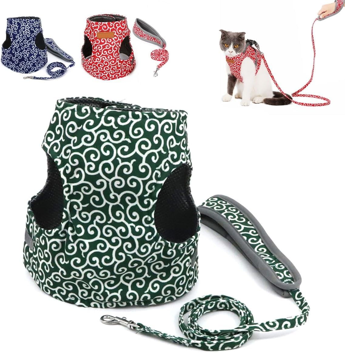 Cat Dogs Vest Harness and Leash Anti-Break Away Chest Strap Cat Clothes ...