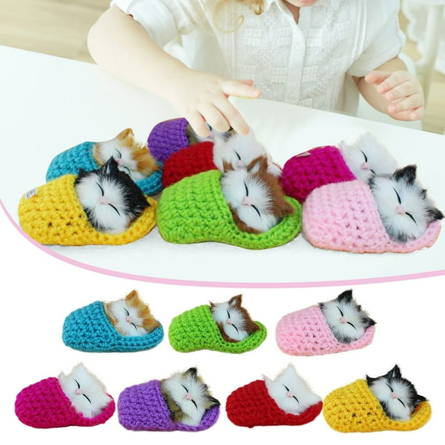 Cat Dolls,Sleeping Cats in Slipper Kids Cat Doll Toy Bulk Fluffy Mini ...