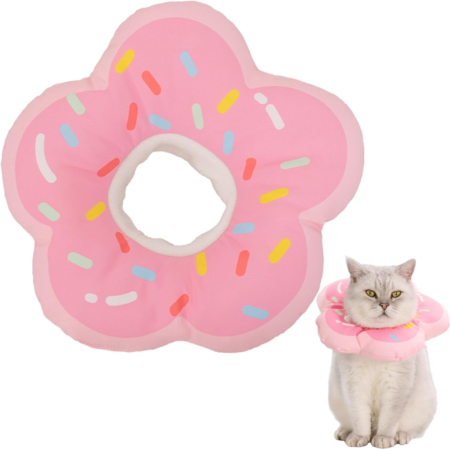 Cat Donut Collar, Adjustable Flower Soft Cone for Cats, Waterproof Pet ...