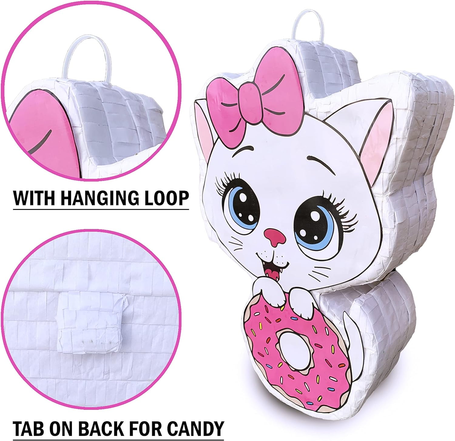 Cat Donut Pinata Bulk Candy Fill Spill Pinatas - Kitty Party Favor Game ...