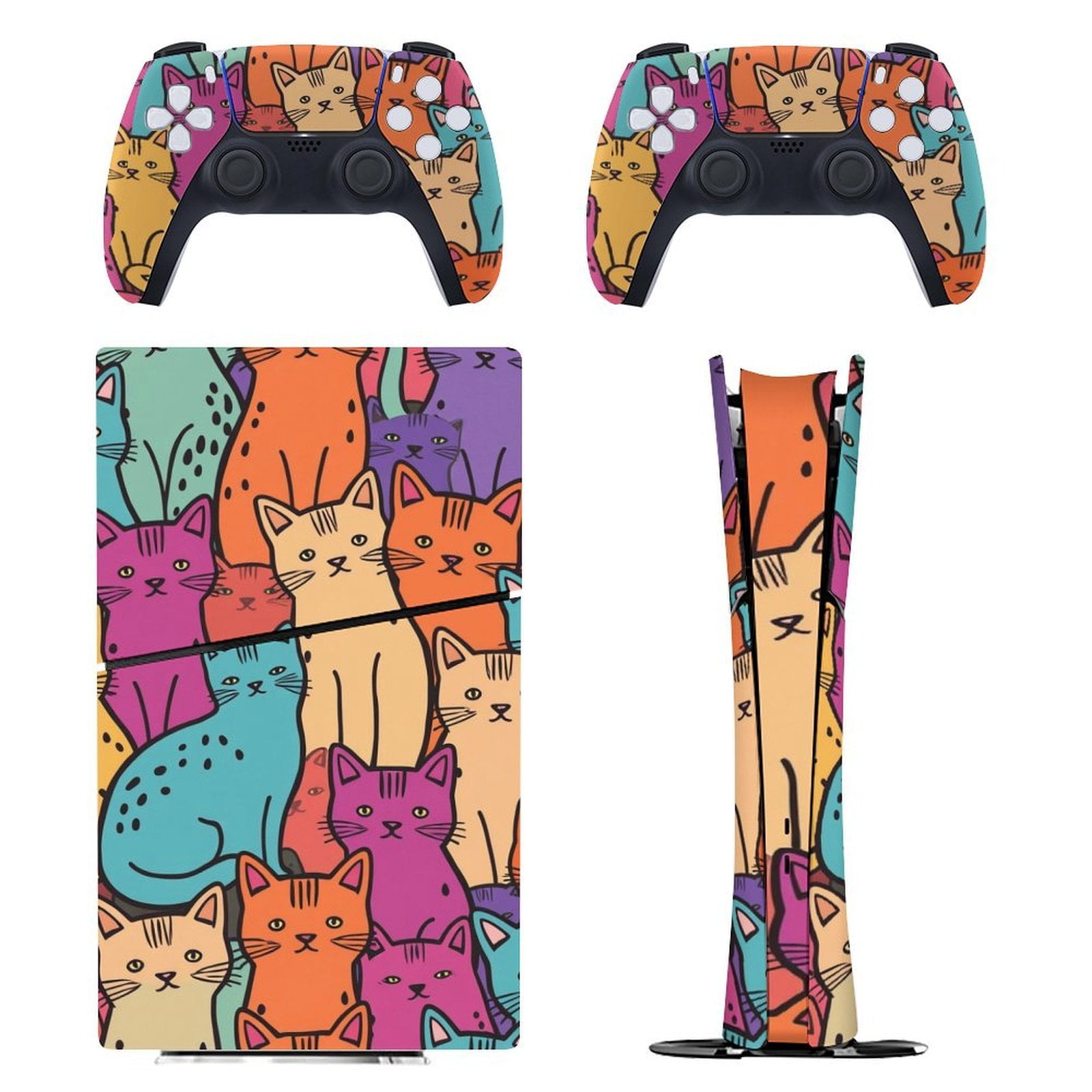 Cat Doodle Console Skin Bundle for PS5 Pro Slim Disc & Digital / PS4 ...