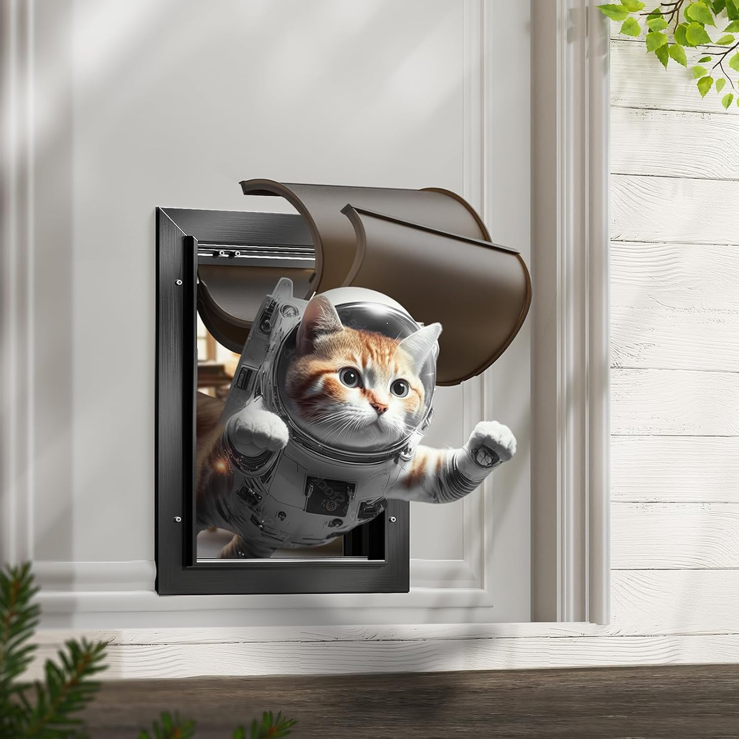 Cat Door for Door, All Aluminum Frame, Small Pet Door for Interior and ...