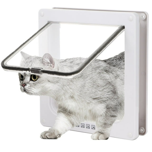 Cat Door Flap, 4 Way Locking Cat Door for Interior Exterior Doors ...