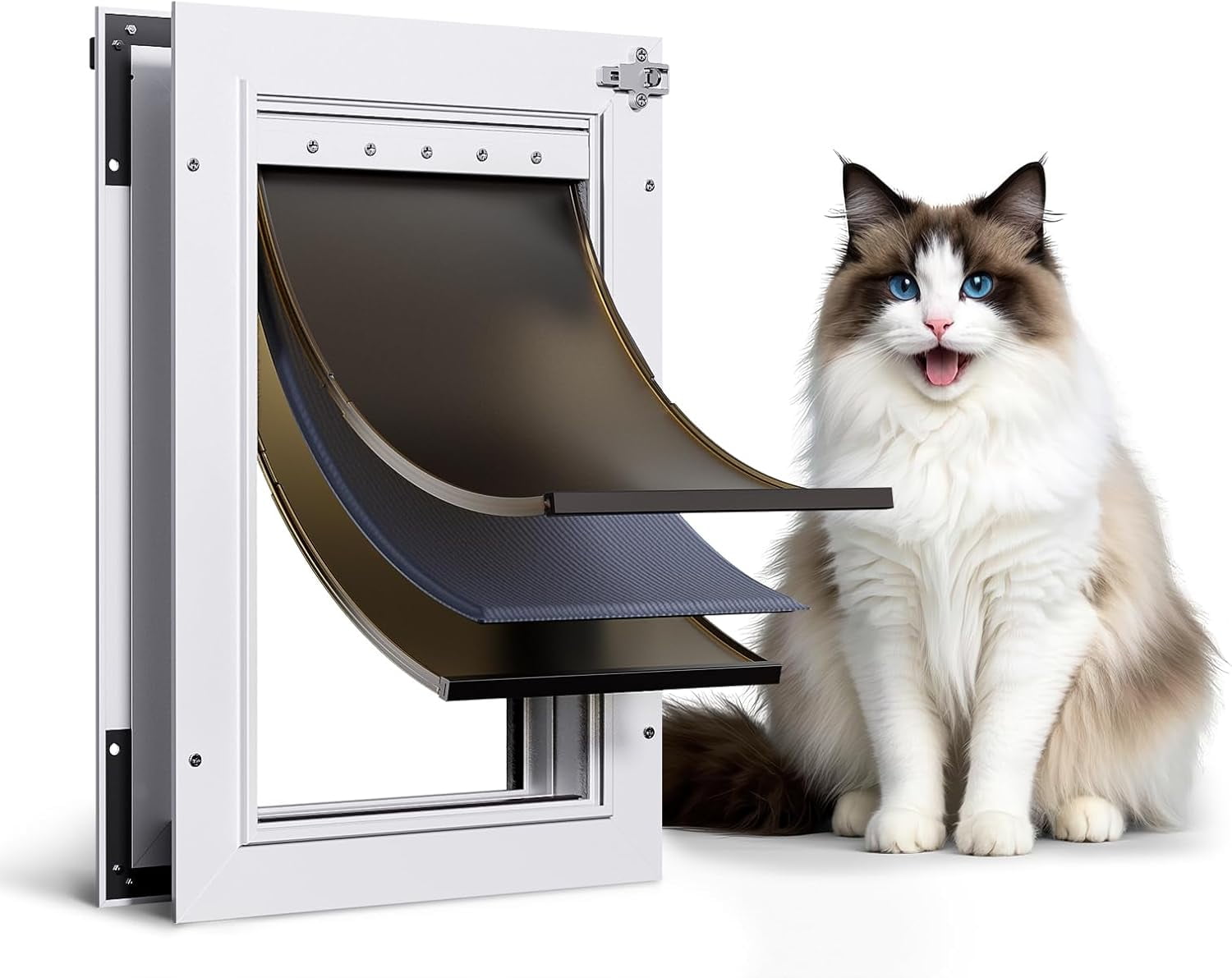Cat Door Interior Door All Aluminum White 3 Flaps, for Exterior Door ...
