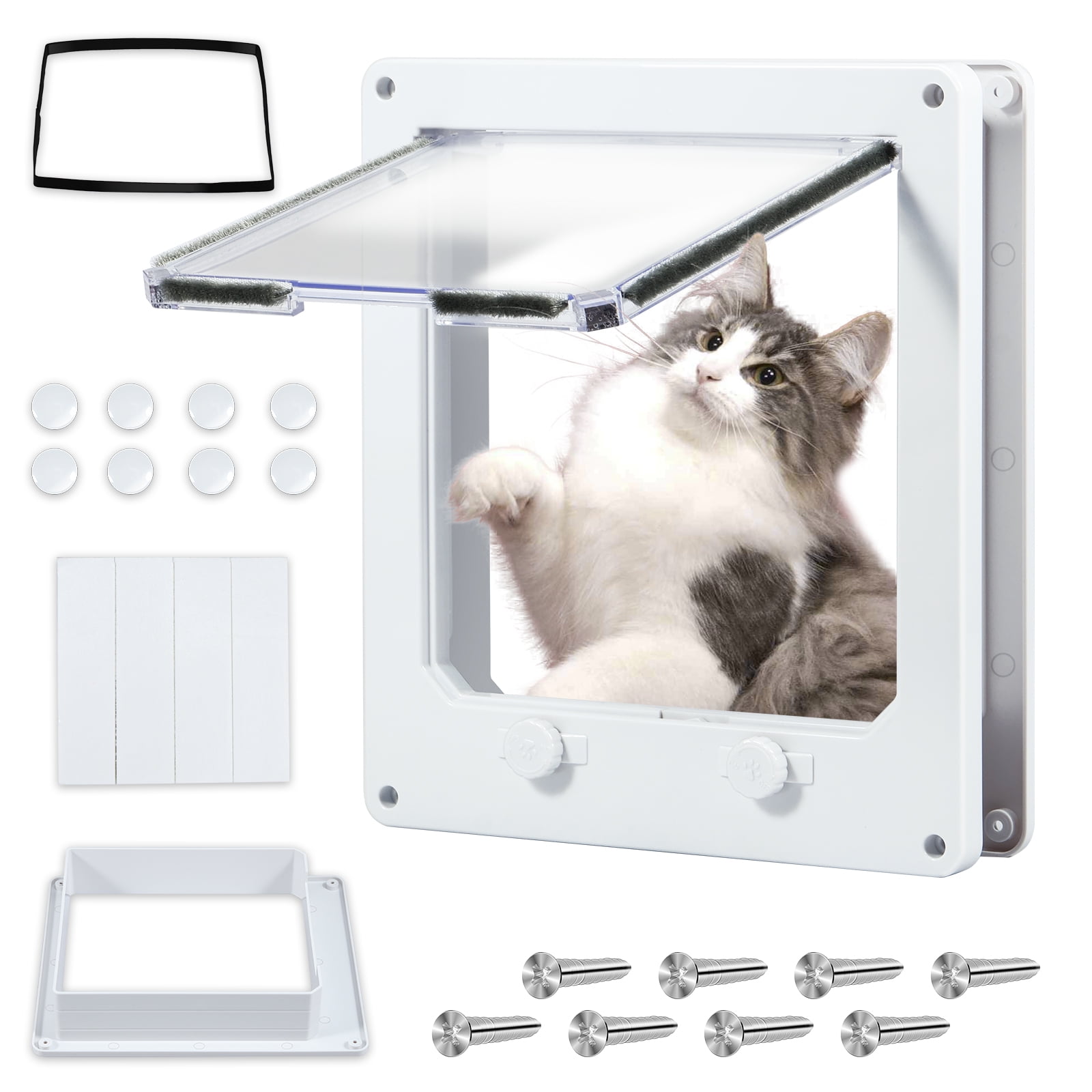 Cat Door Interior Door White Plastic Interior Cat Door Easy to Install ...