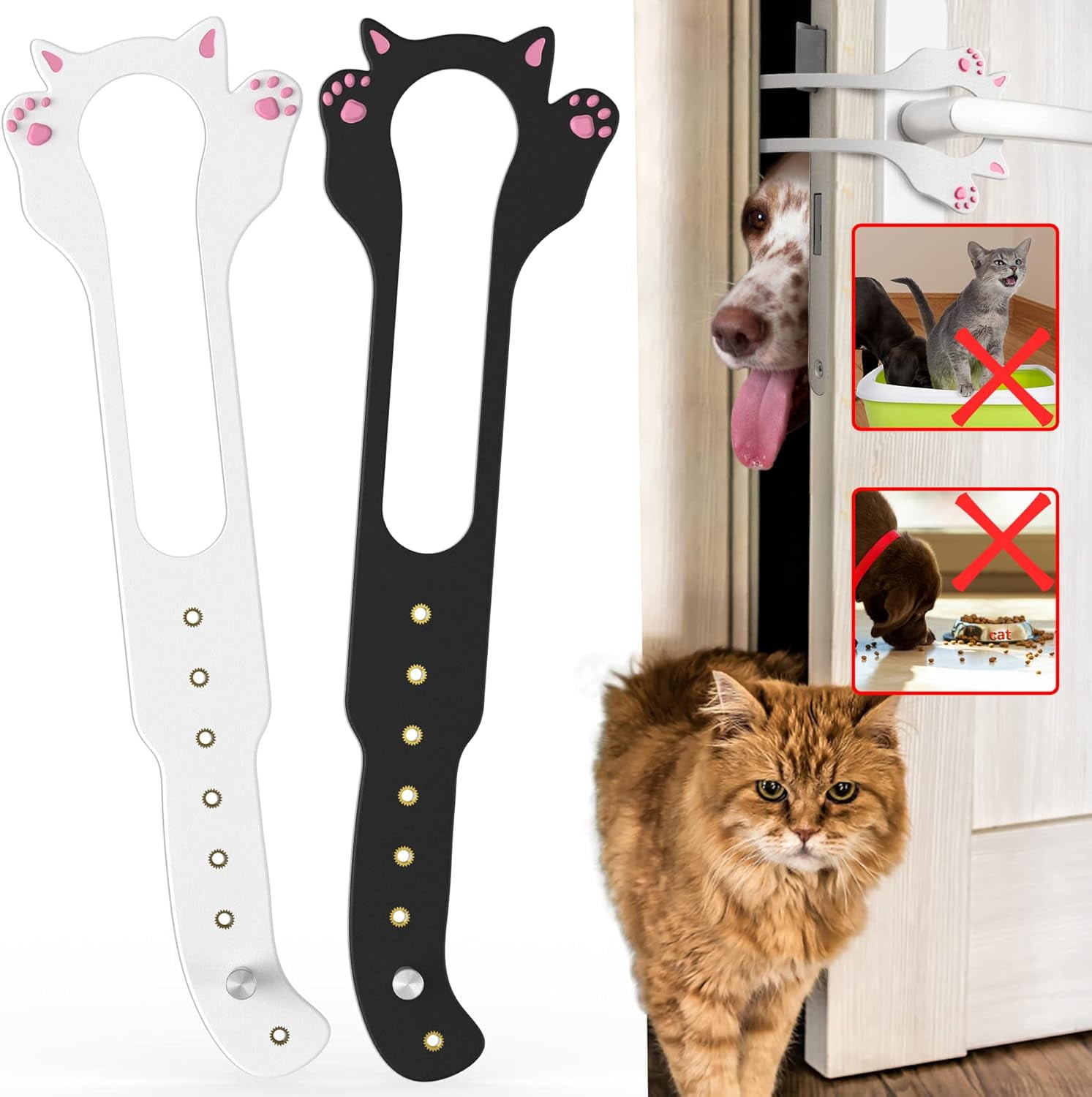 Cat Door Latch Holder,【8 Adjustable Sizes】 Stronger Flex Cat Door Stopper, Keep Door Open 1.5 ...