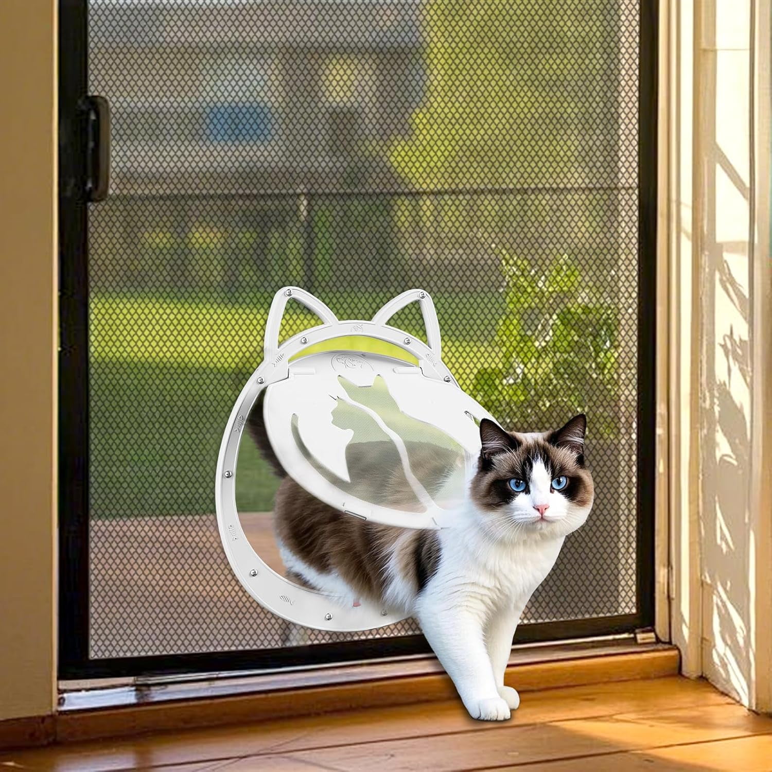 Cat Door for Screen Door, Magnetic Flap Cat Screen Door, Insect ...
