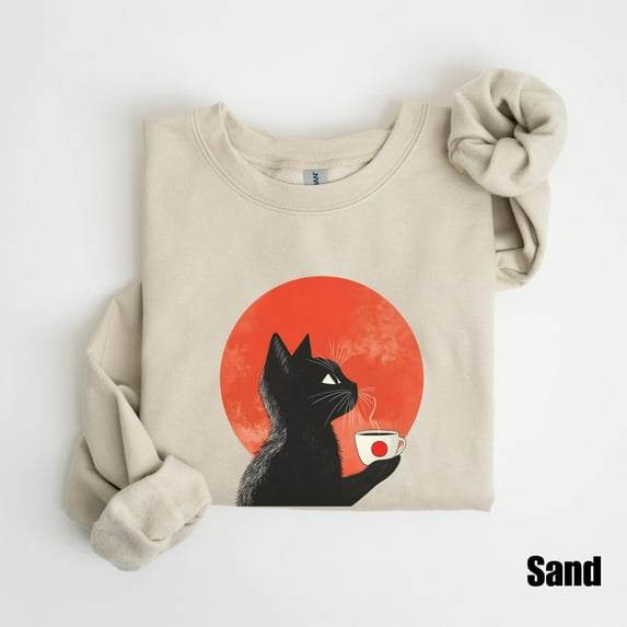 Cat Drinking Coffee T-Shirt, Gift For Her, Cat T-Shirt, Coffee Lover ...