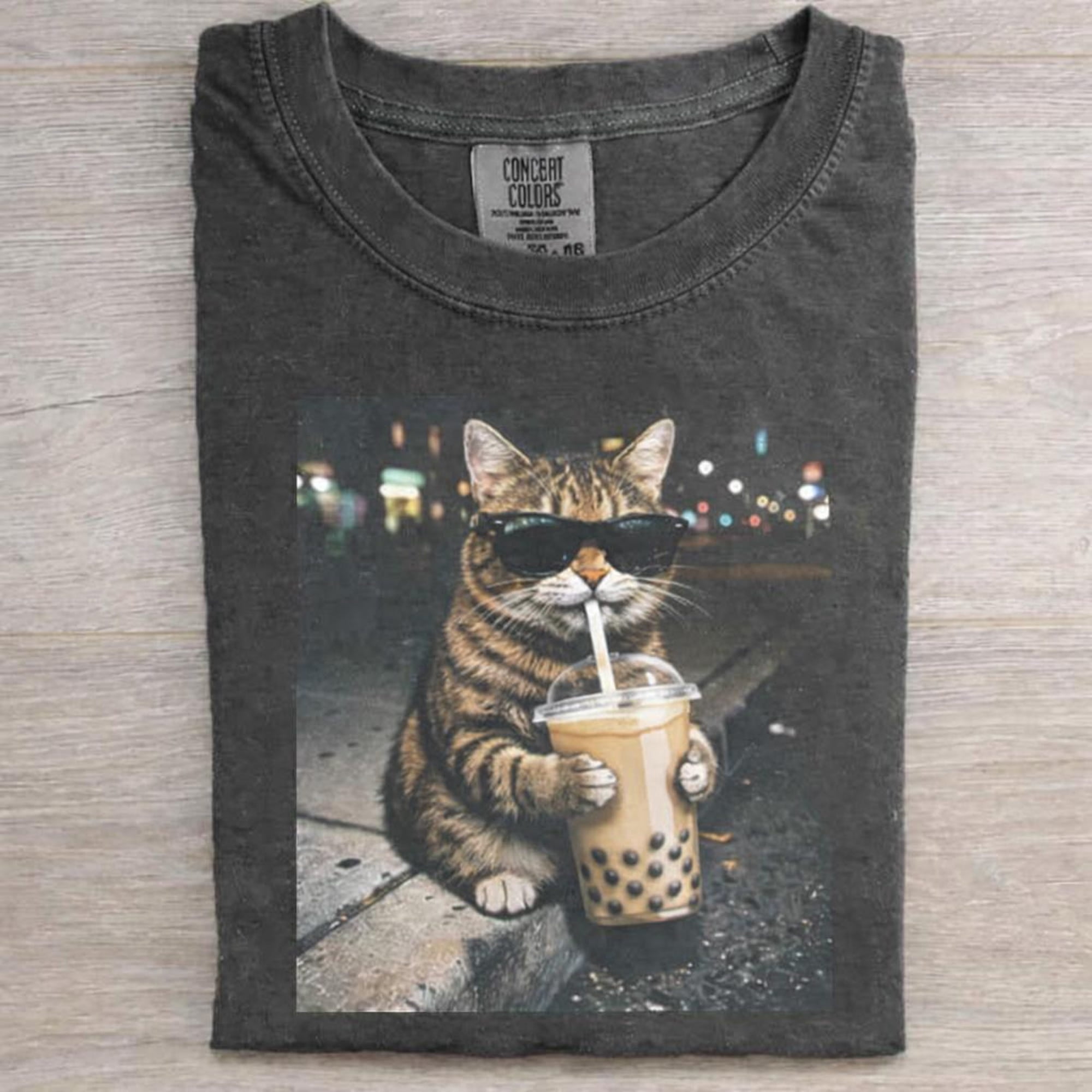 Cat Drinking Milk Tea Shirt Funny Meme Genz Dank Cat Lover Gifts Trendy ...