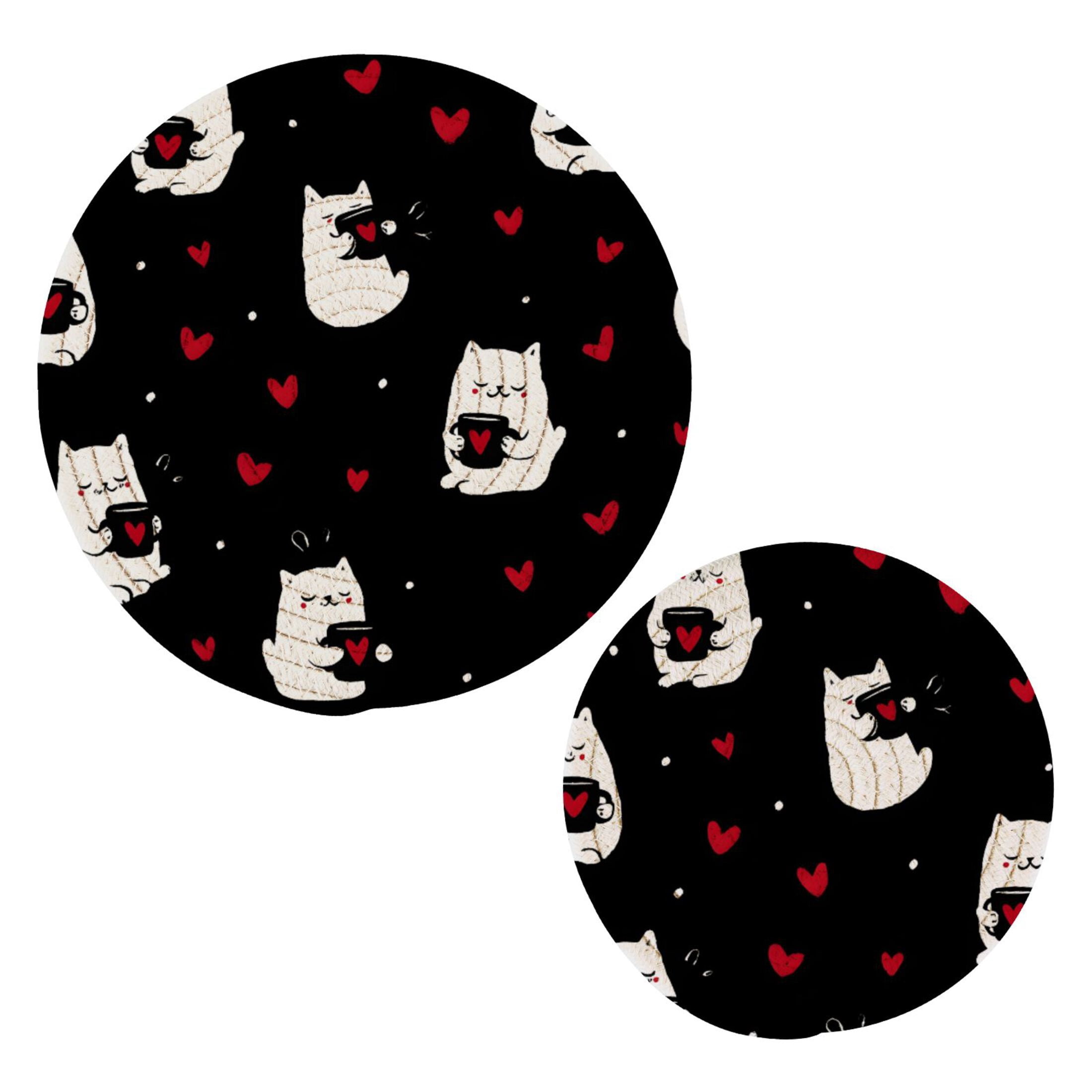 Cat Drinking Water Pattern Cotton Trivets Potholders Set of 2 Handmade ...