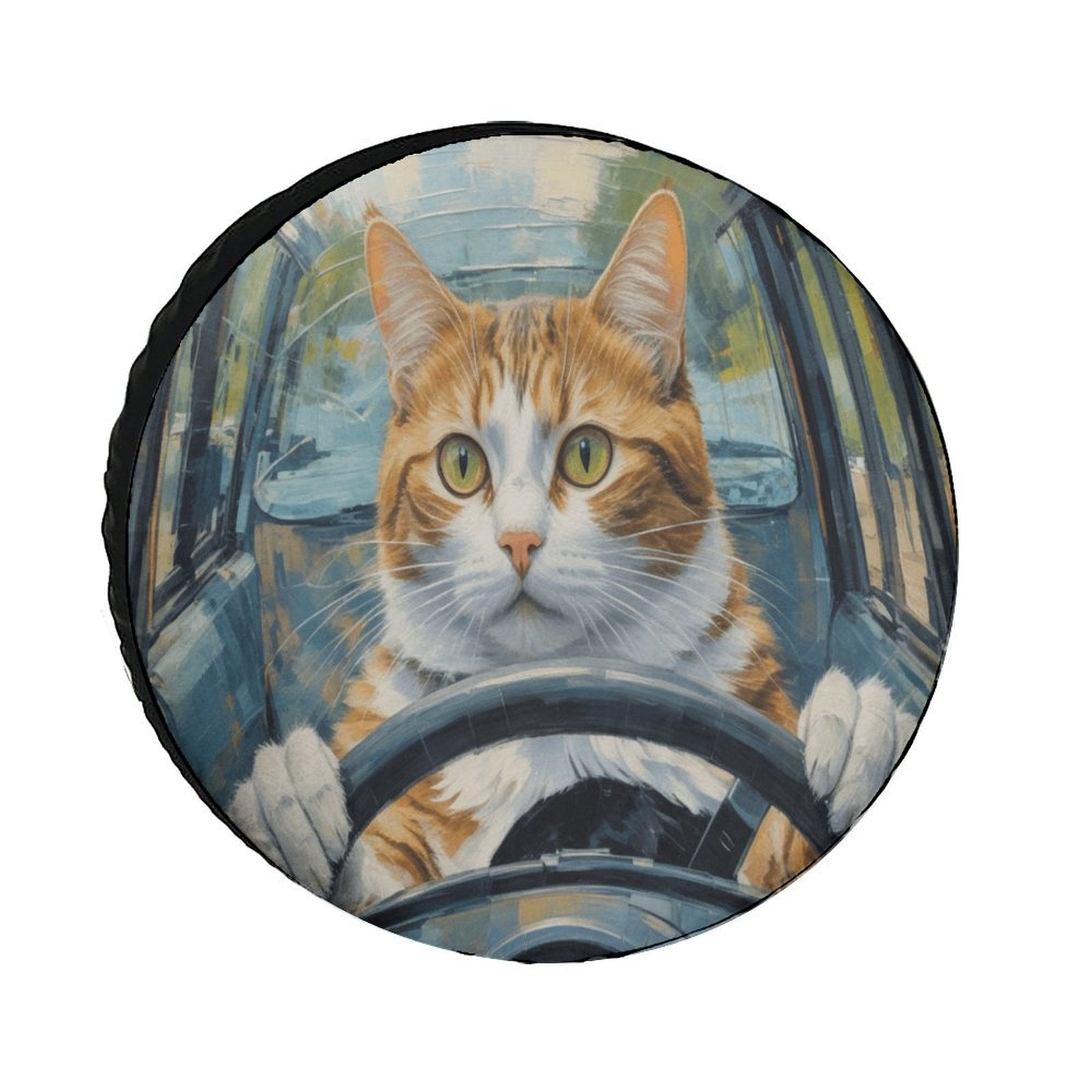 Cat Driving Printed Camper Spare Tire Cover 28 Inch – Universal ...