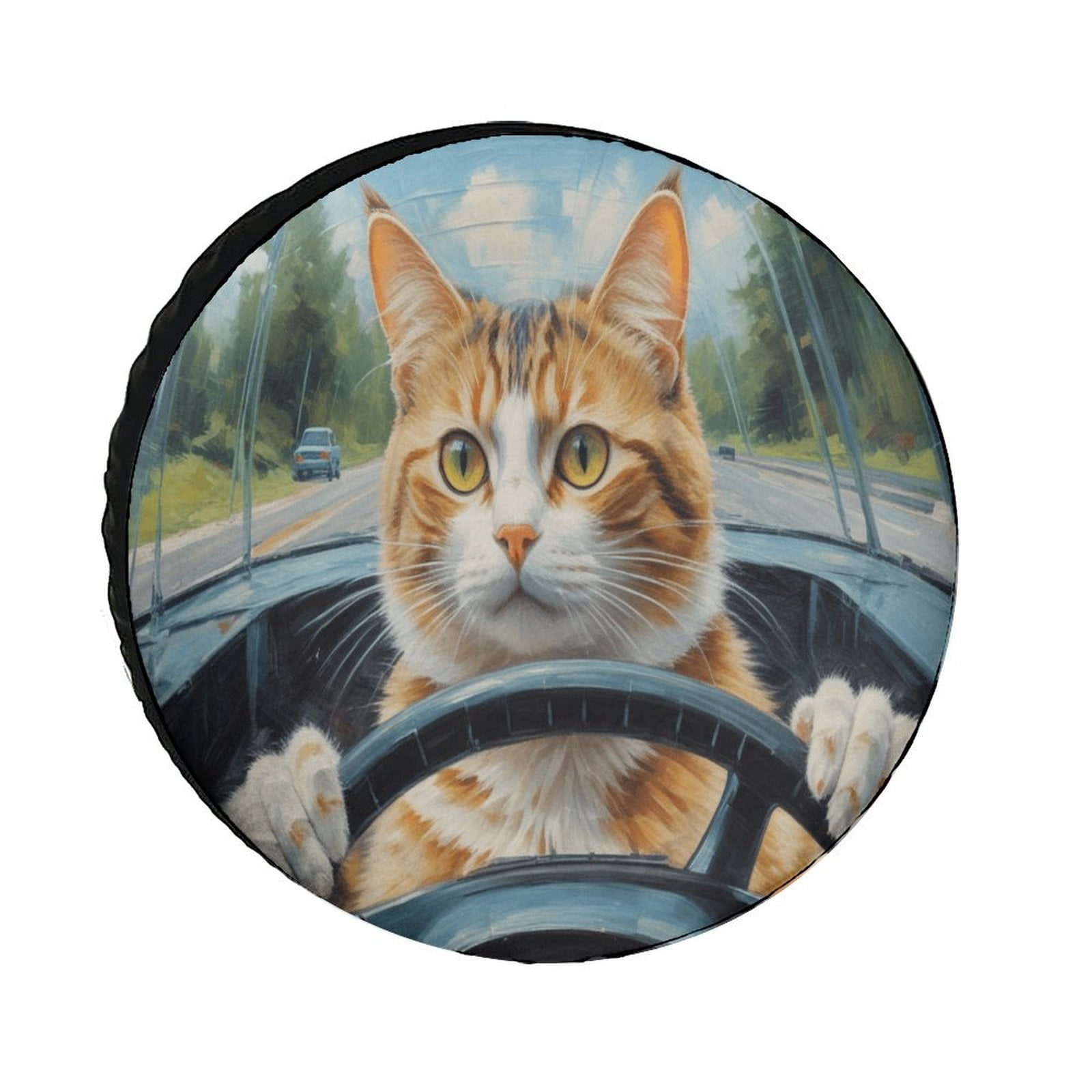Cat Driving Printed Universal Fit Spare Tire Cover 26 Inch – Oxford ...