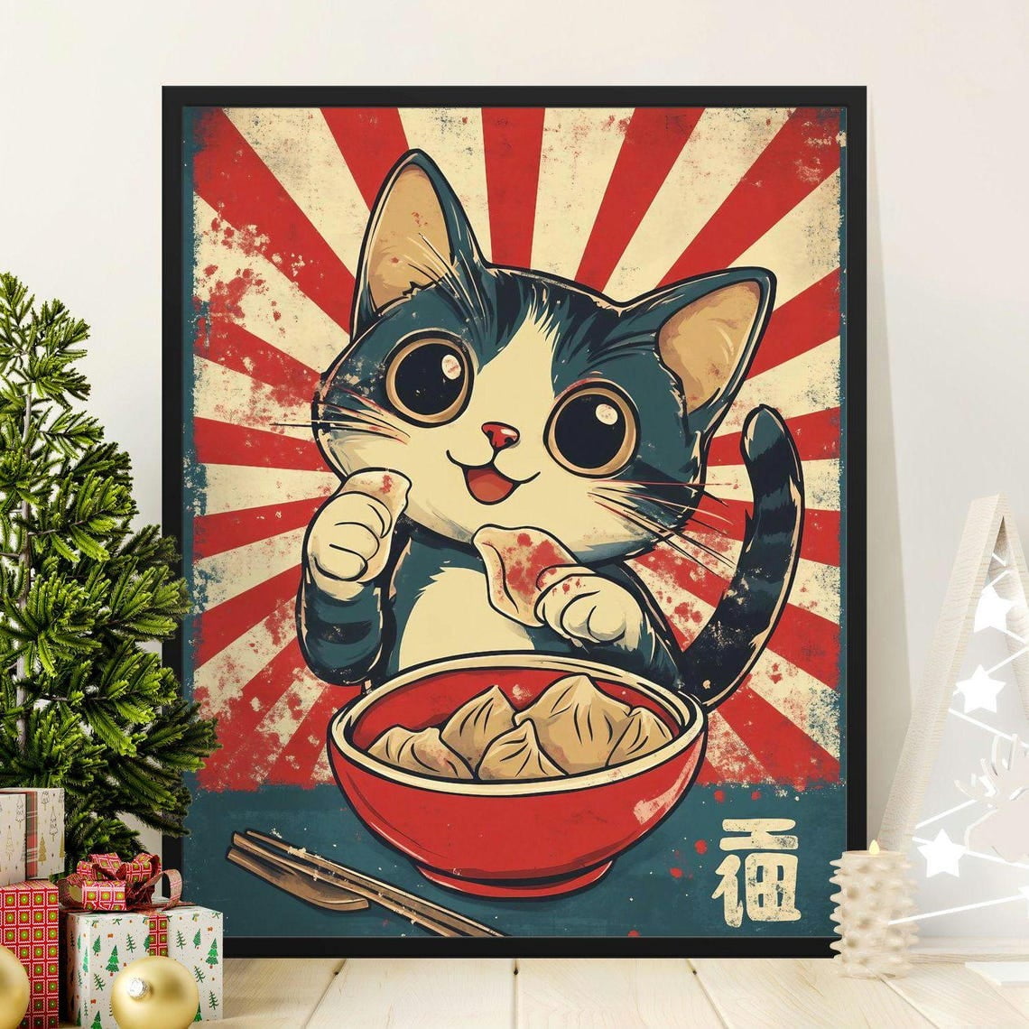 Cat Dumpling Poster, Japanese Art Print, Lucky Cat Wall Art, Asian ...