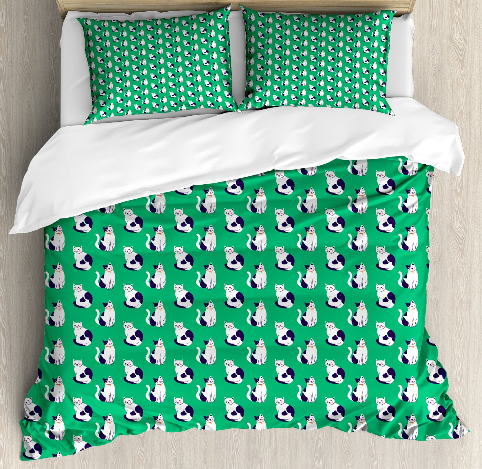 Cat Duvet Cover Set, Kittens in Various Poses Funny Character Pets ...