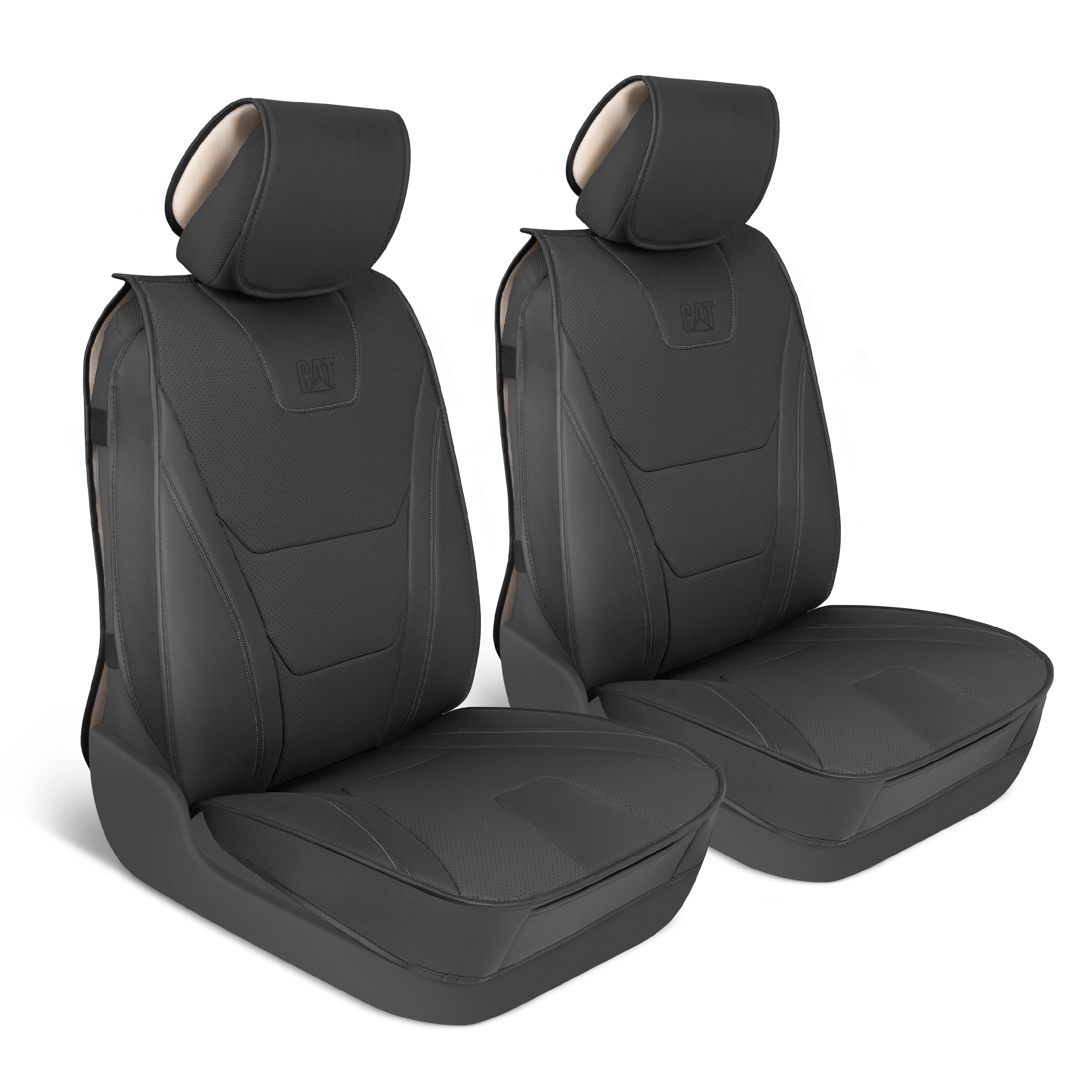 Cat® EDGE Deluxe Car Seat Covers for Front Seats - Premium Faux Leather ...