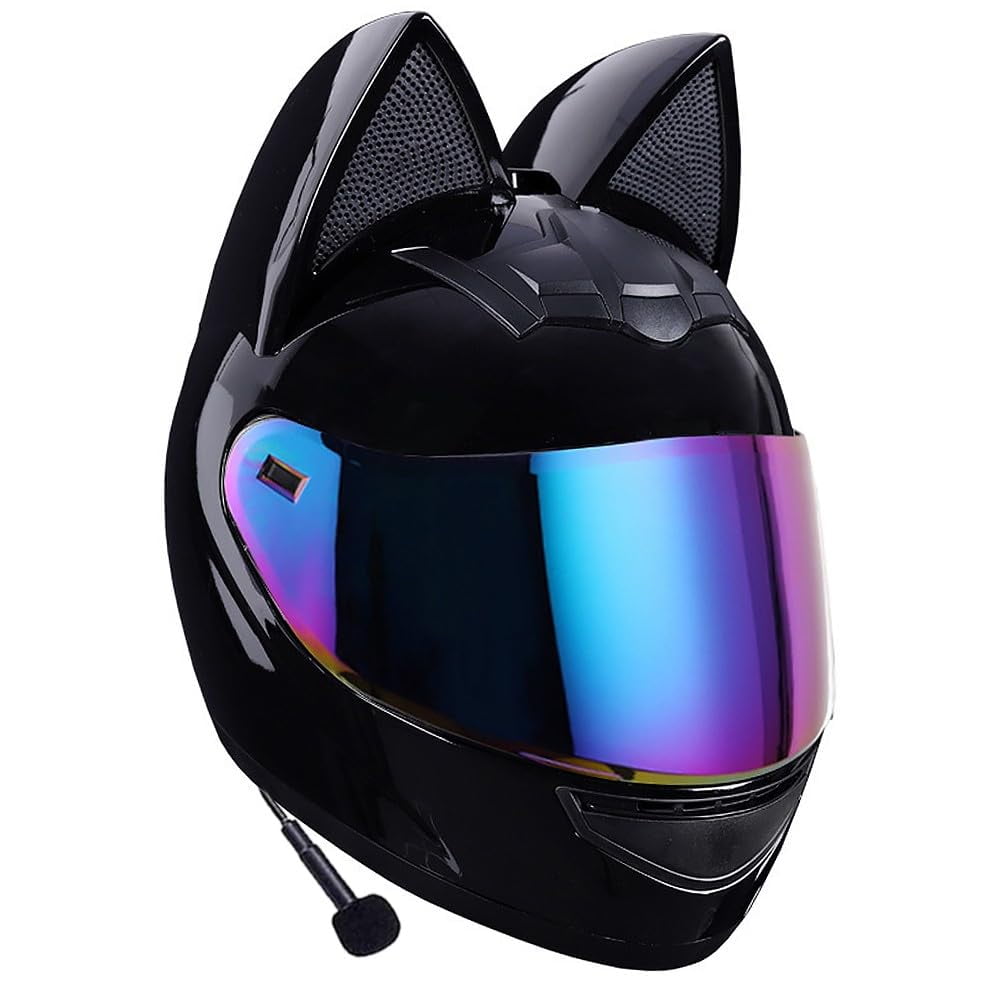 Cat Ear Bluetooth Motorcycle Helmet, DOT Certification Full Face Flip ...