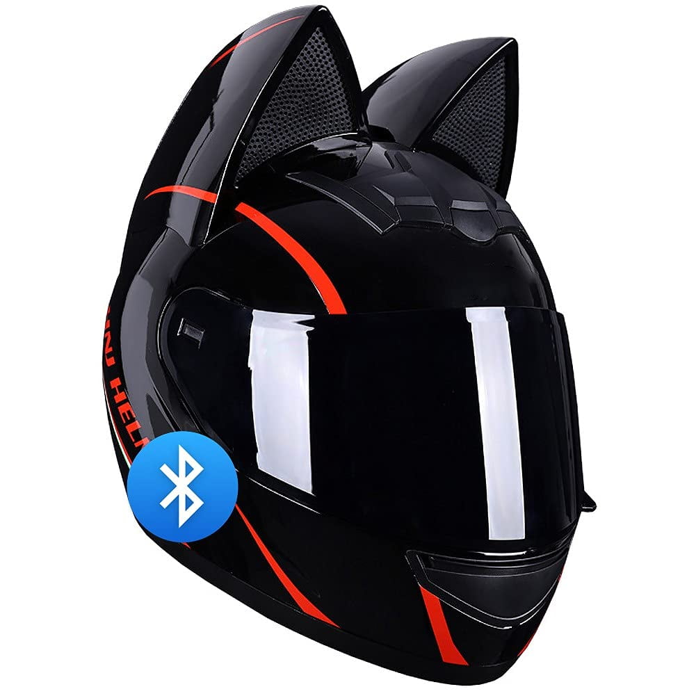 Cat Ear Bluetooth Motorcycle Helmet, DOT Certification Full Face Flip ...