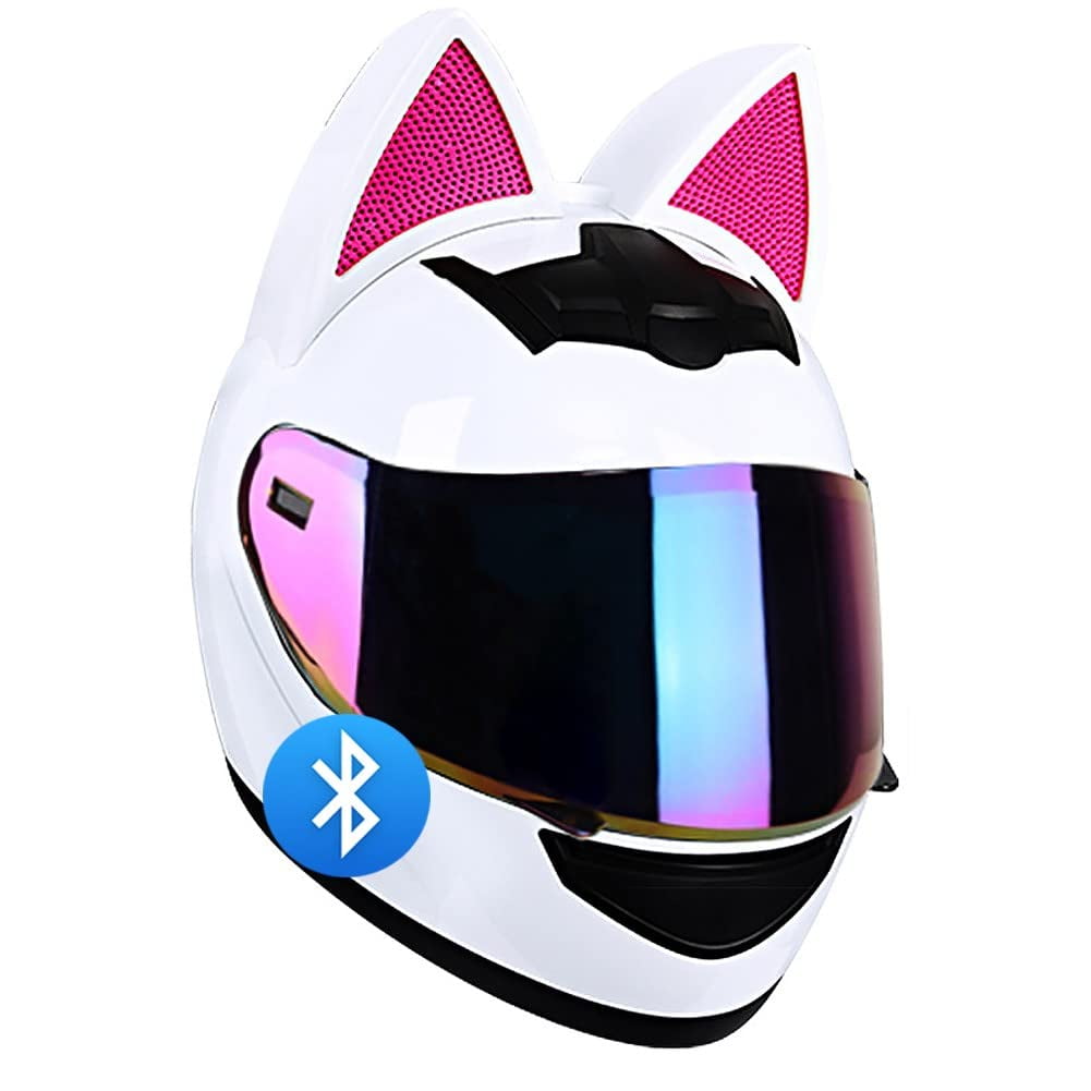 Cat Ear Bluetooth Motorcycle Helmet, DOT Certification Full Face Flip ...