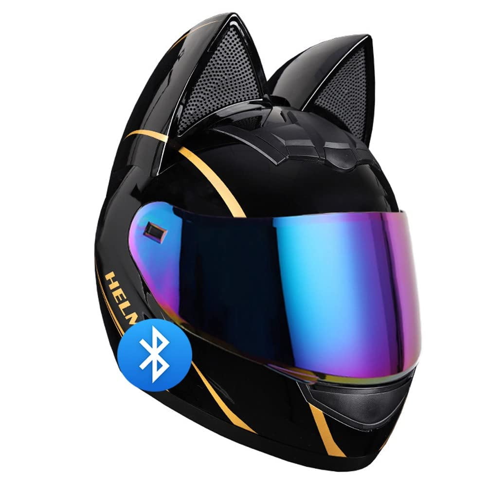 Cat Ear Bluetooth Motorcycle Helmet, DOT Certification Full Face Flip ...