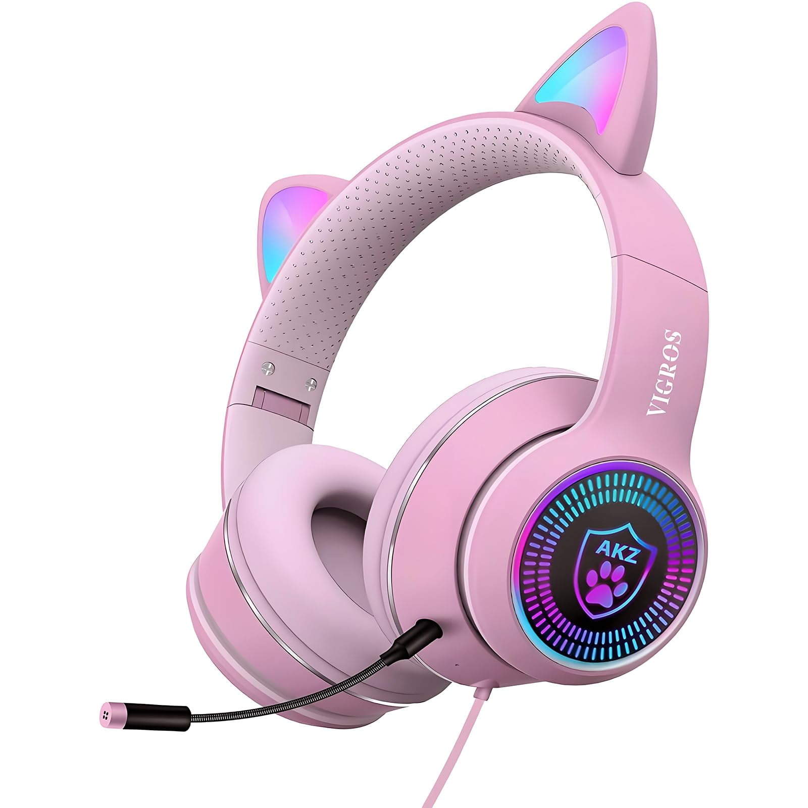 Cat Ear Gaming Headphones Wired AUX 3.5mm with LED Light, VIGROS ...