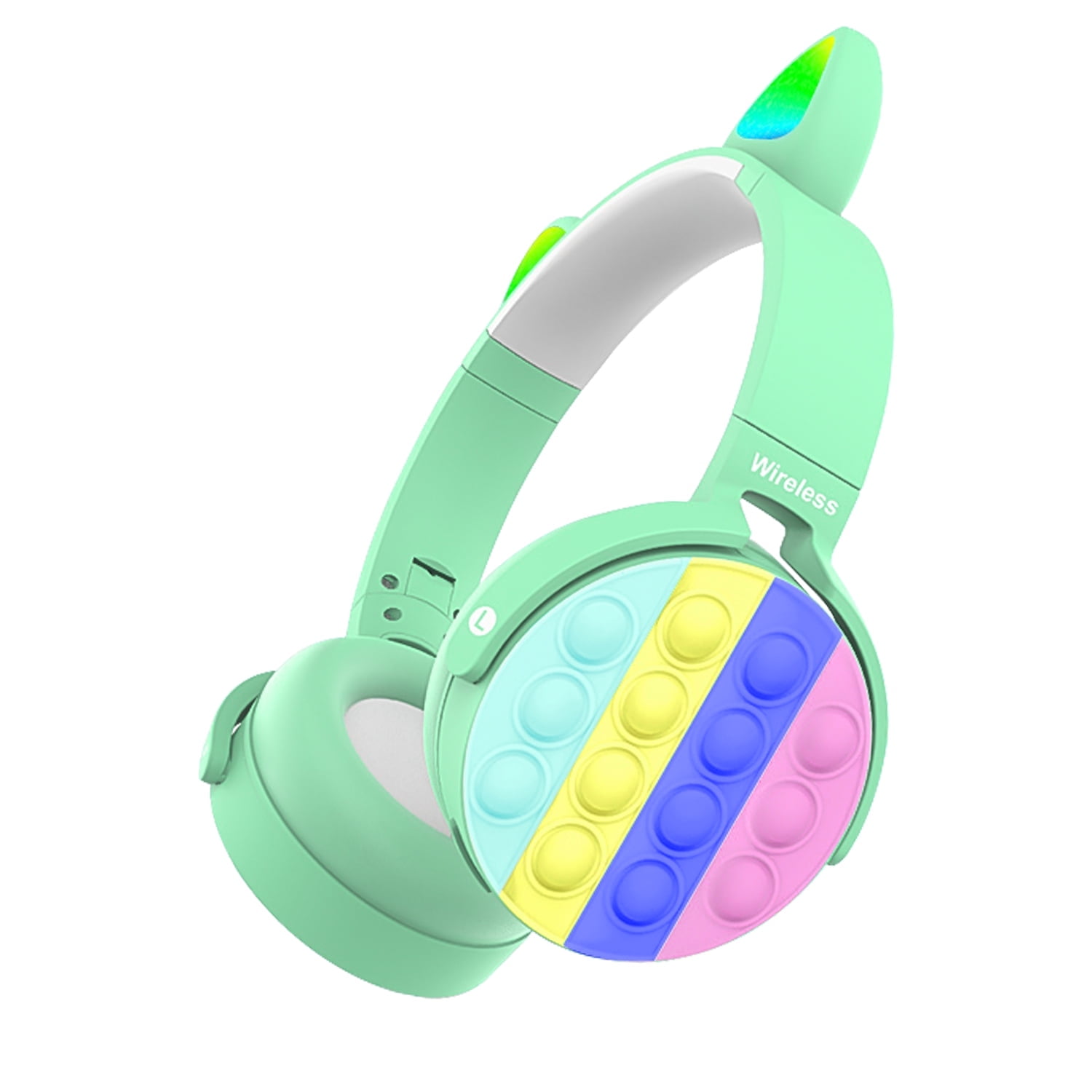 Cat Ear Headphones with Pop Fidget Toy, 5.0 Bluetooth Wireless ...