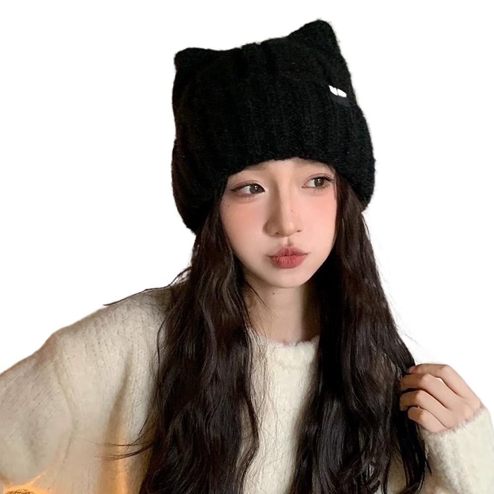 Cat Ear Knitted Beanies: Winter - Warm Wool Hats for Women with Playful ...
