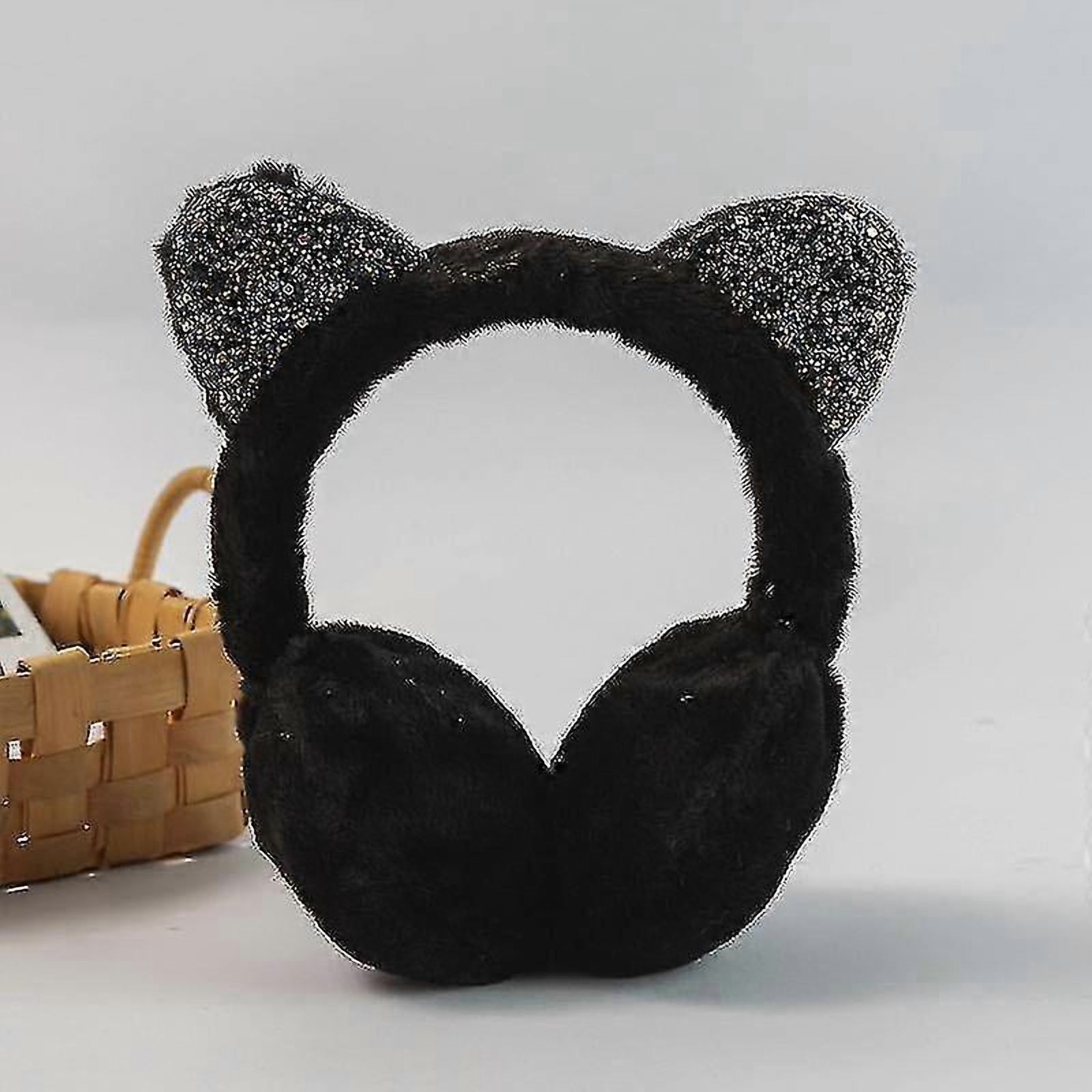 Cat Ear Muffs Plush Earmuffs Sequin Winter Warm Earmuffs Animal Ear ...