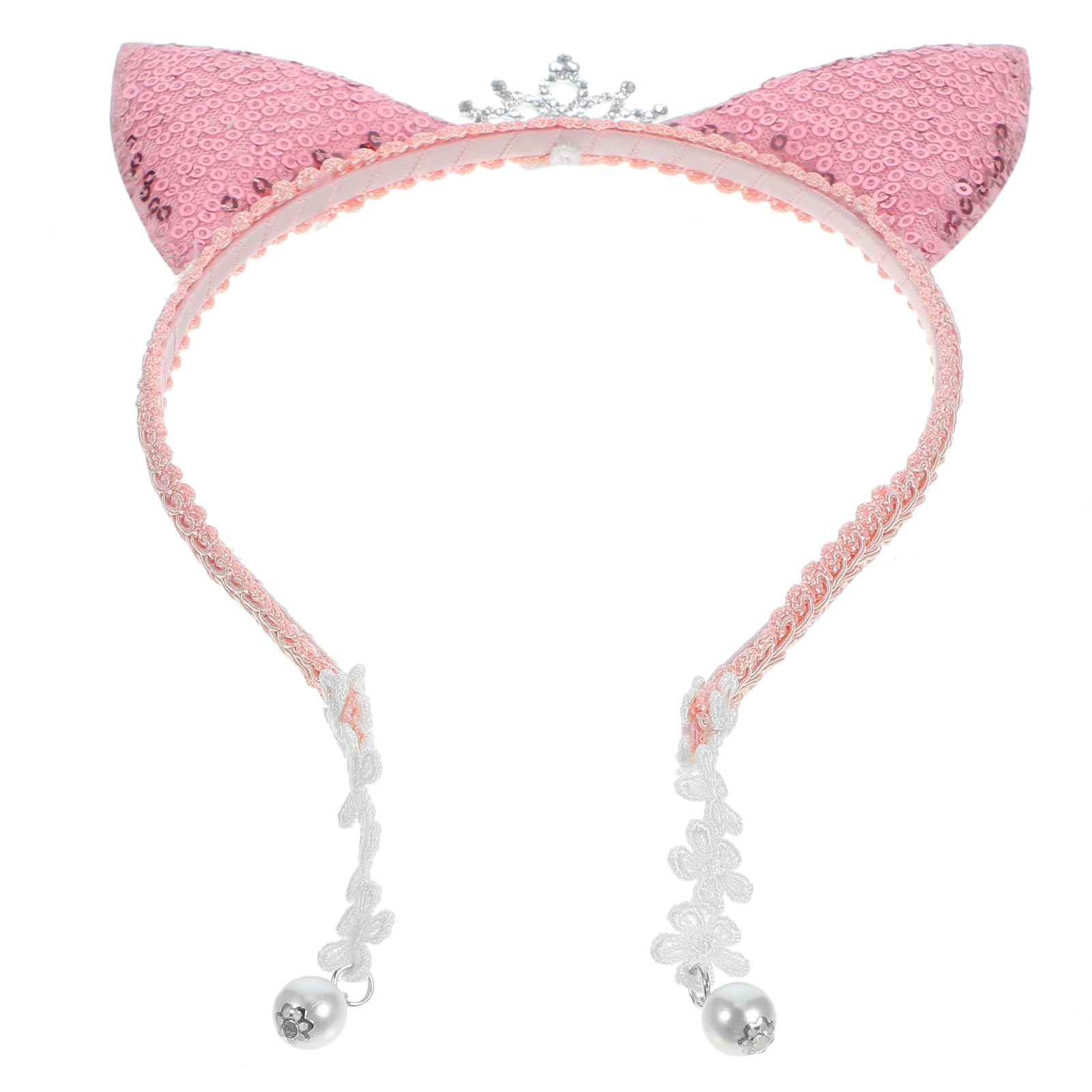 Cat Ear Sequin Crown Glitter Headbands For Women Rhinestone Ears Props
