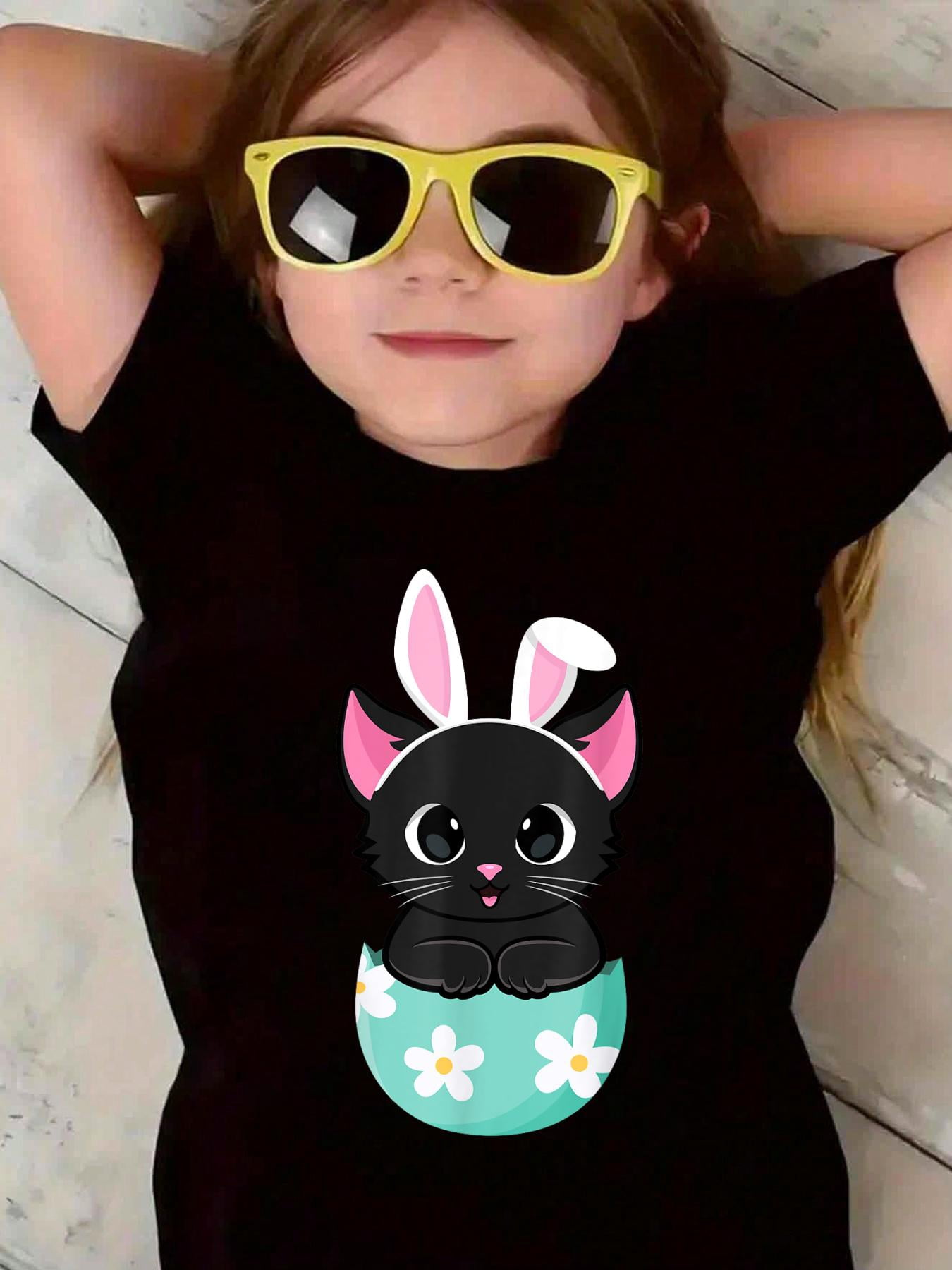 Cat Easter Day Bunny Ears Rabbit Easter Egg Kitten Cat Lover Kids T ...
