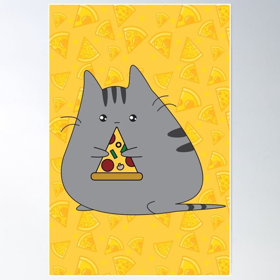 Cat Eating A Pizza Poster Wall Art Modern Wall Decor For Living Room ...