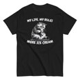 Cat Eating Ice Cream My Rules Cotton T-Shirt Cat Owner Cat Mom Dad Tee ...