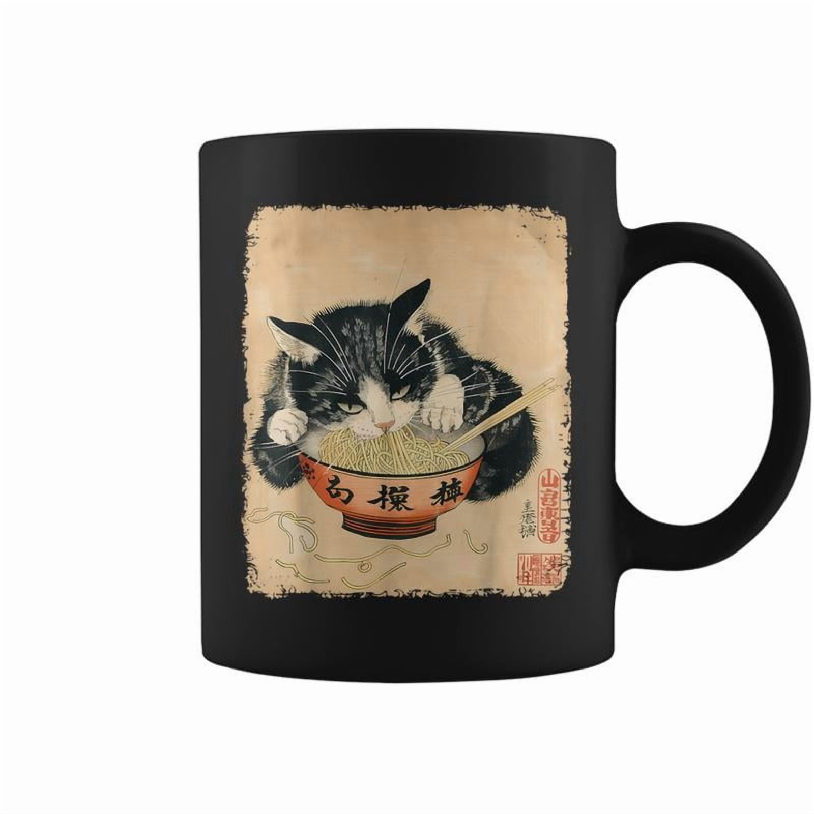 Cat Eating Ramen Noodles Gothic Otaku Japanese Food Coffee Mugs ...
