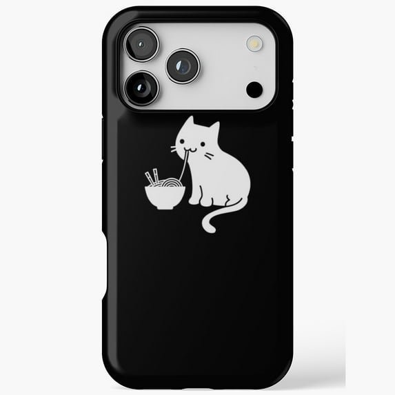 Cat Eating Ramen Protective Case for iPhone 11 12 13 14 15 16 17 Pro ...