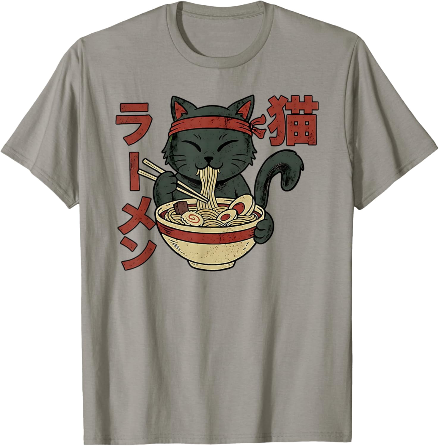Cat Eating Ramen Retro Japanese Art Kawaii Anime T-Shirt - Walmart.com
