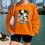 Cat Eating Sushi Japanese Anime Kawaii Ukiyo-e Art Sweatshirt, for Men ...