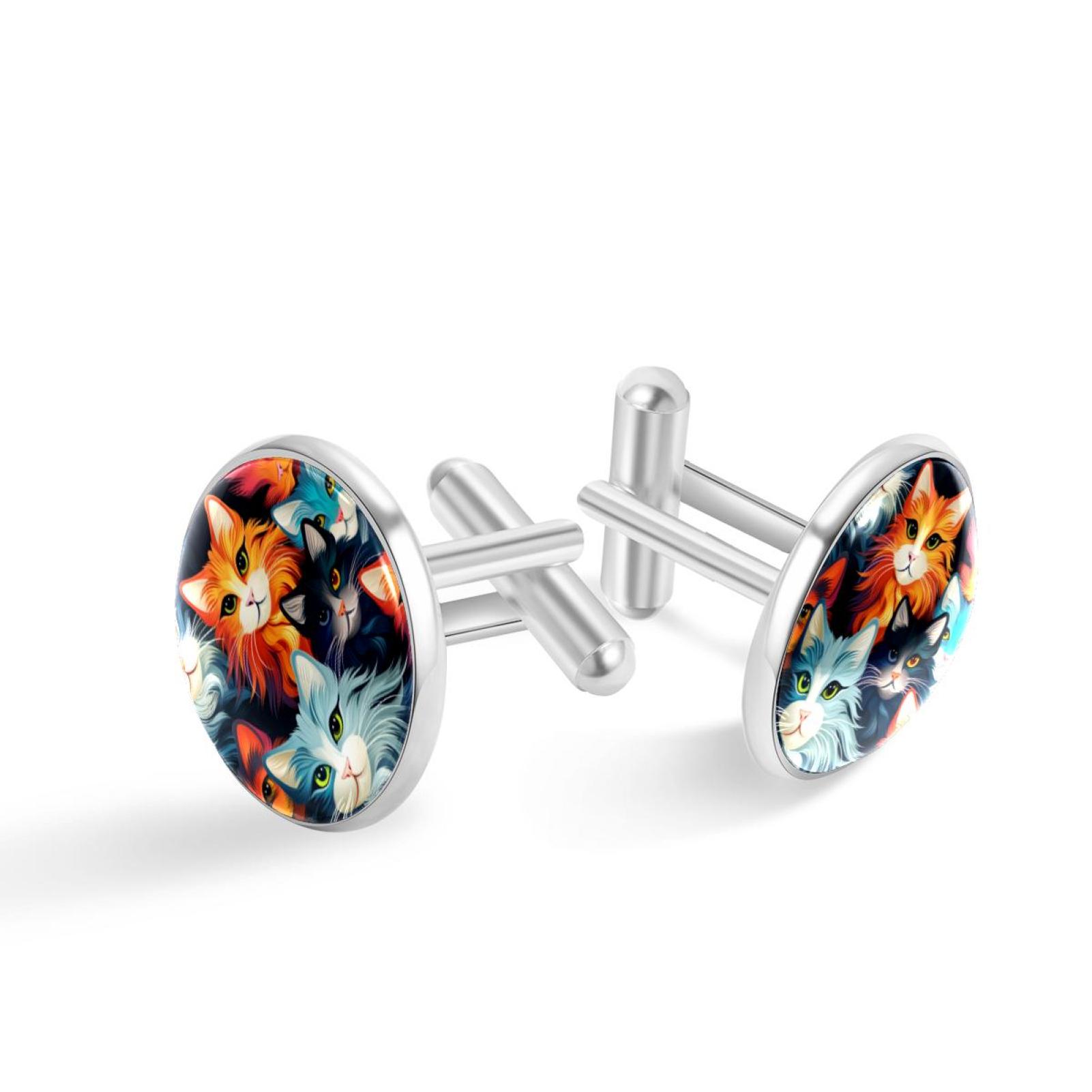 Cat Elegant Stainless Steel Shirt Clip Cufflink Set for Formal Attire ...