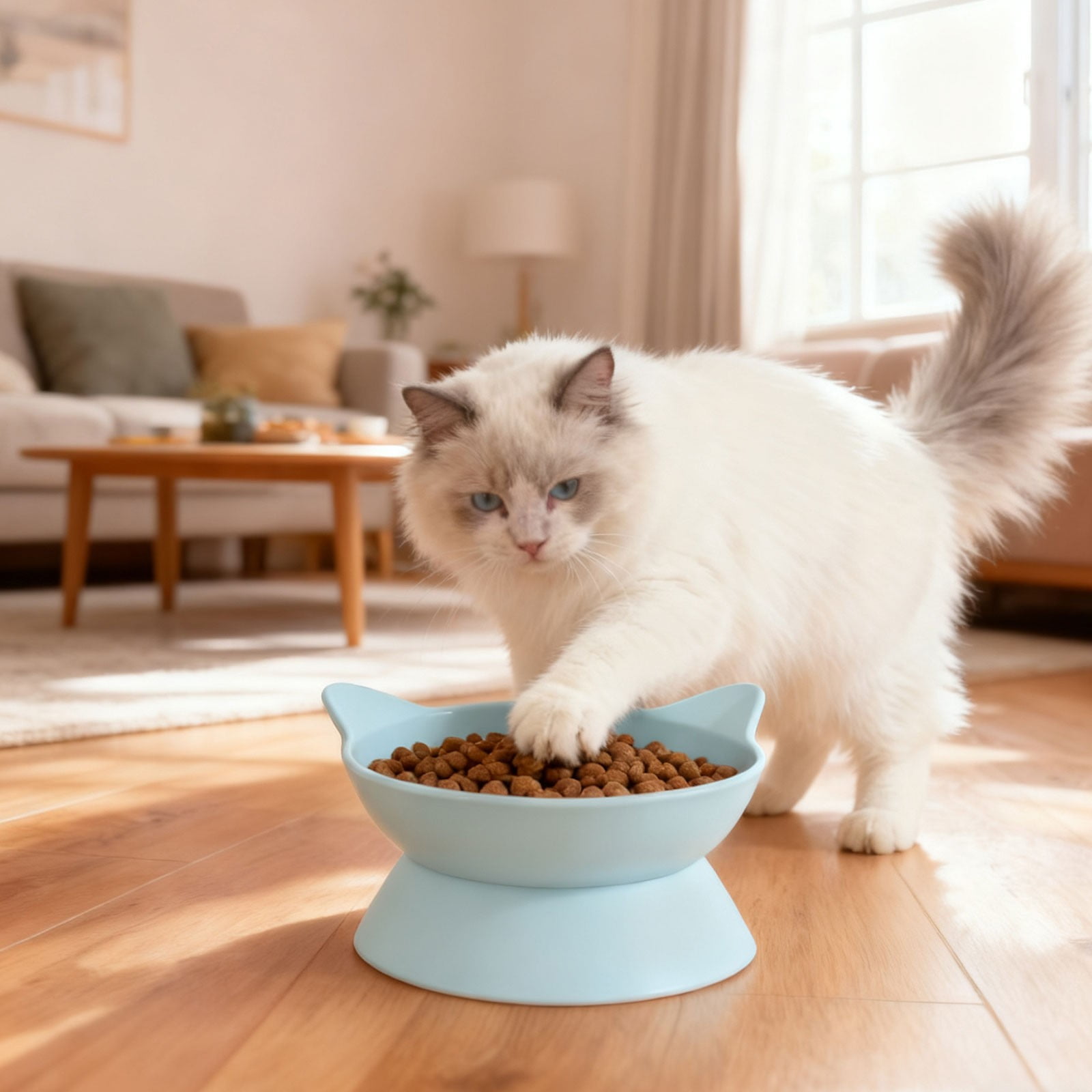 Cat Elevated Food Bowl Large Capacity Pet Dish Anti-tip Design Neck ...