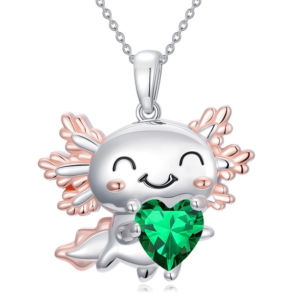 Cat Emerald Birthstone Necklace for Women 925 Sterling Silver Cat ...