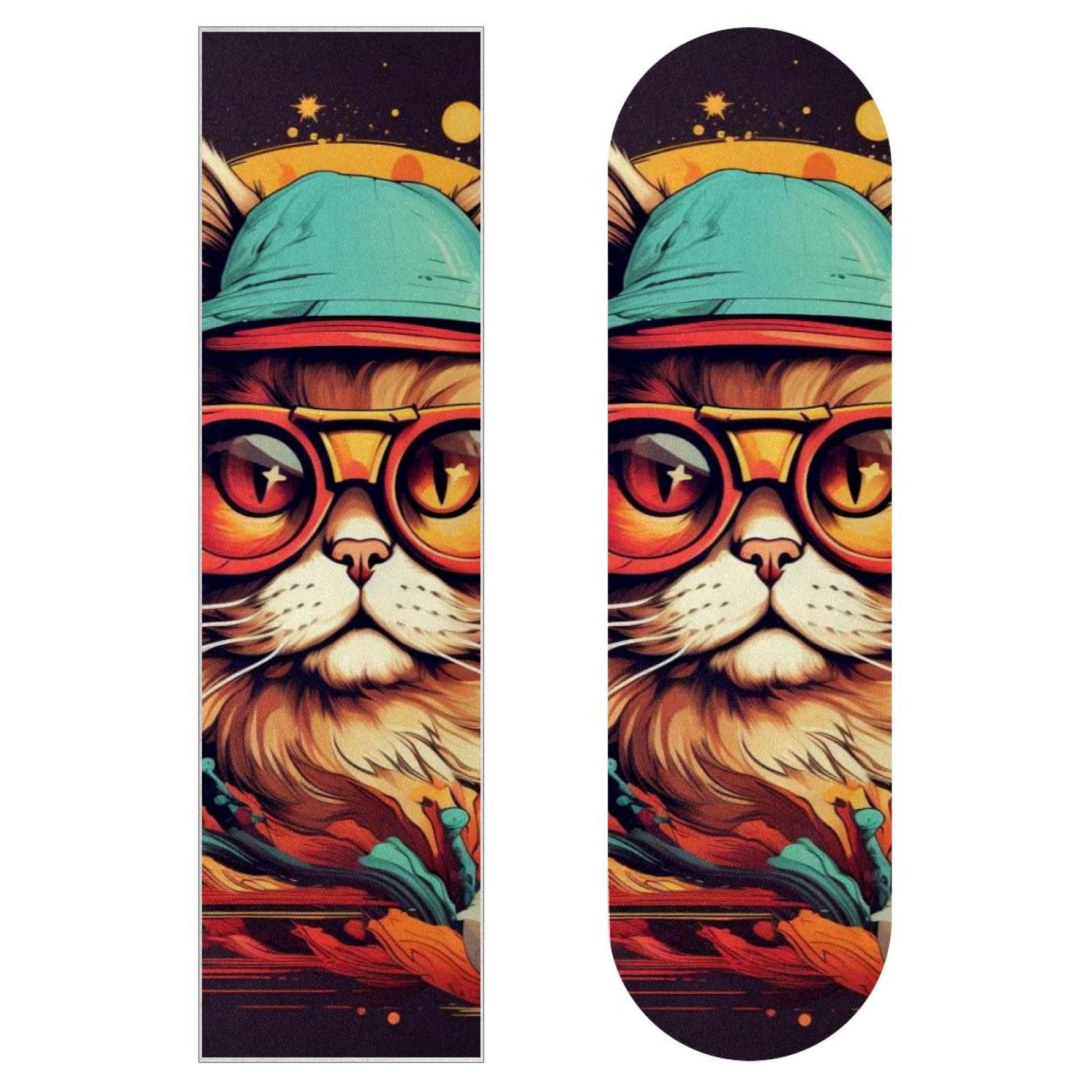 Cat Emery Surface PVC Back Skateboard Grip Tape Stickers (Pack of Two ...