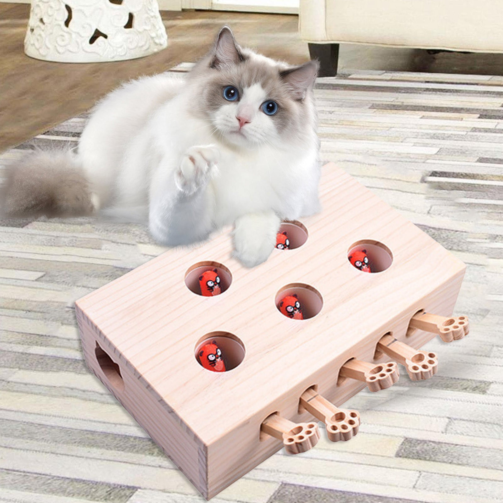 Cat Enrichment Toys For Indoor Cats Whack A Mole Game Cat Puzzle Toy ...