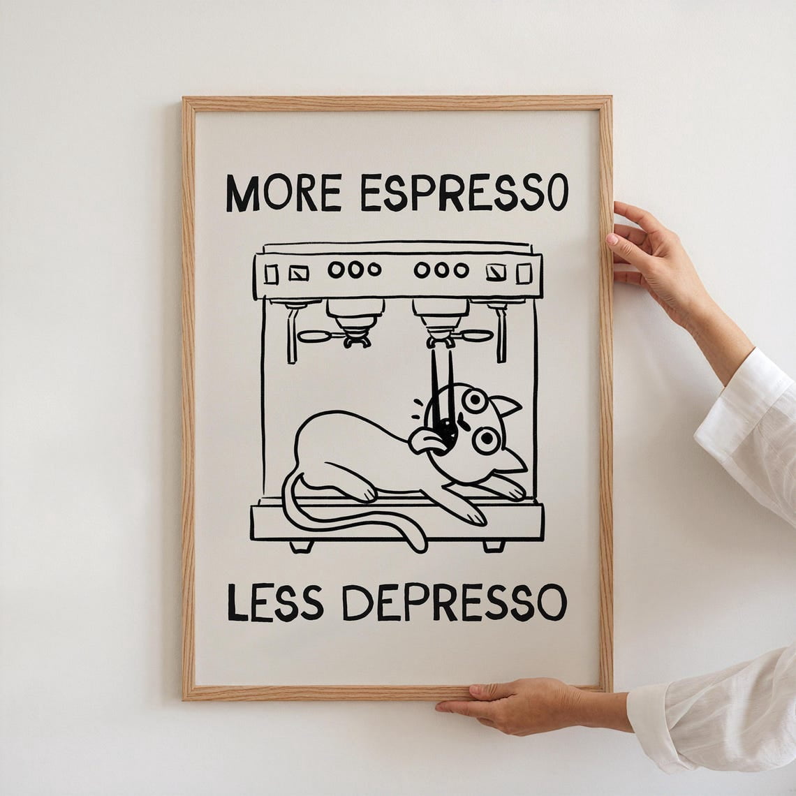 Cat Espresso Print, Kitchen Coffee Bar Art, Unframed Paper Poster ...