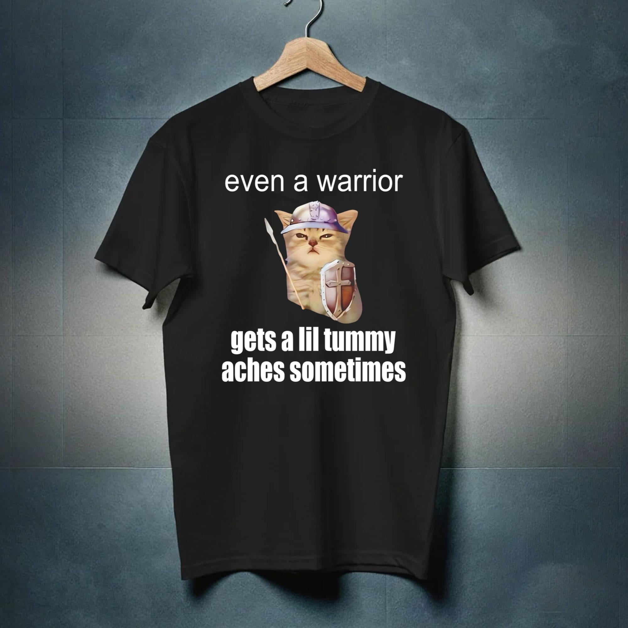 Cat Even A Warrior Gets A Lil Tummy Aches Sometimes Shirt-TH33938 ...