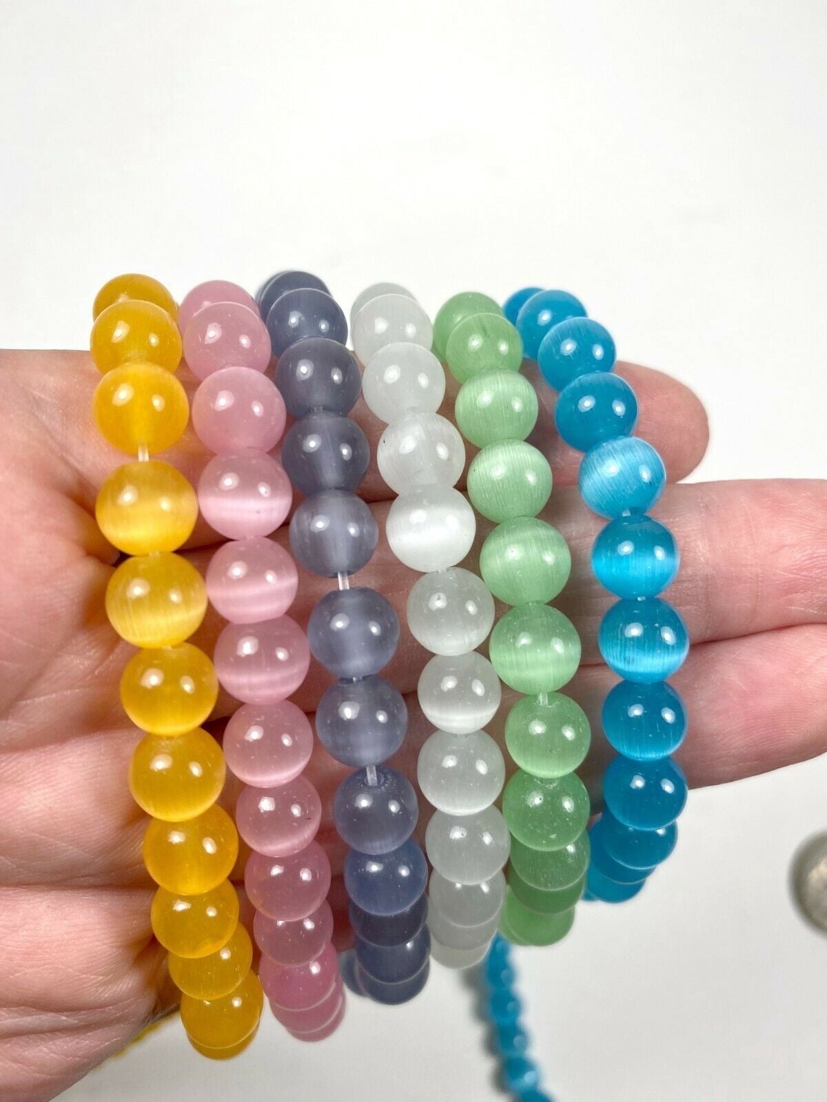 Cat Eye Round Glass Beads Bulk for Jewelry Making, DIY Craft Supplies ...