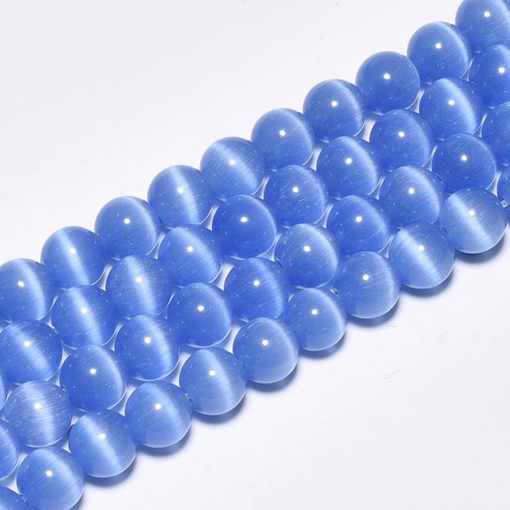 Cat Eye Beads Strands Round Cornflower Blue 8mm Hole: 1.2mm about 50pcs ...