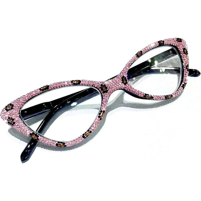 Cat Eye Crystal Rhinestone Reading Glasses for Women Sparkling Eyewear ...