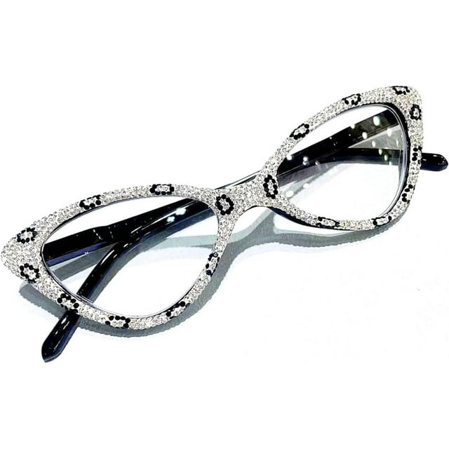 Cat Eye Crystal Rhinestone Reading Glasses for Women Sparkling Eyewear ...
