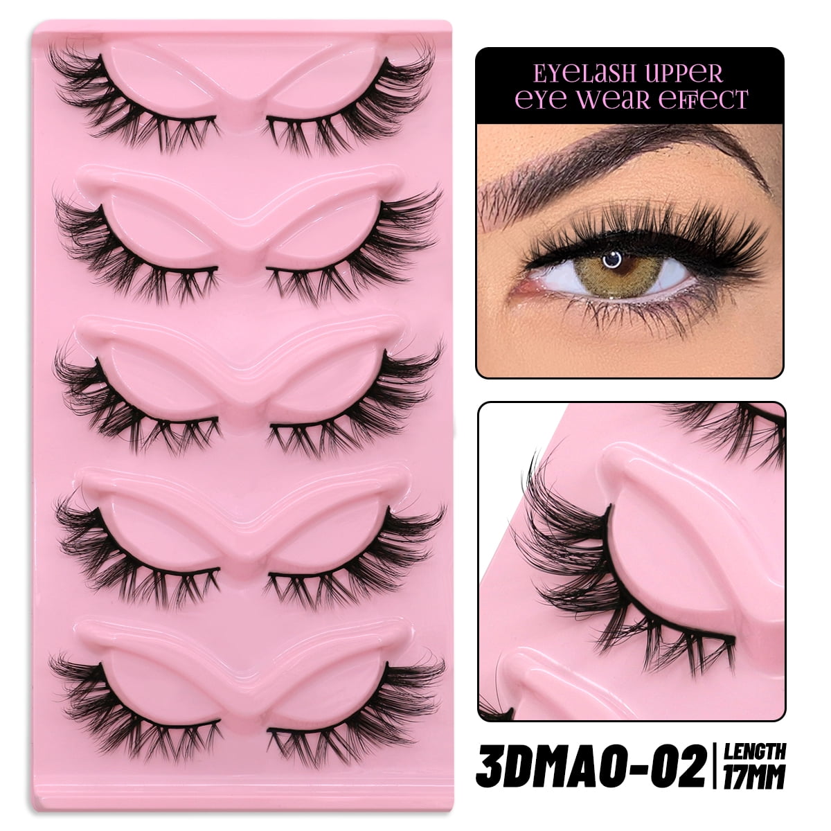 Cat Eye Lashes Natural long Clear Band Lashes Winged End Eye Elongated ...