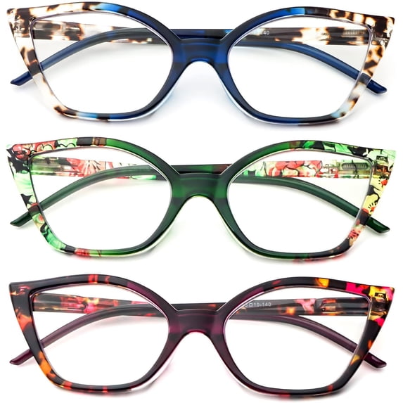 Cat Eye Reading Glasses for Women 3 Pack Anti Blue Light Computer ...