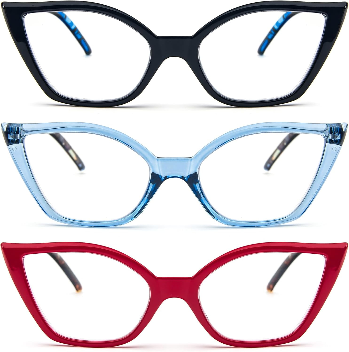 Cat Eye Reading Glasses for Women 3 Pack Anti Blue Light Computer ...